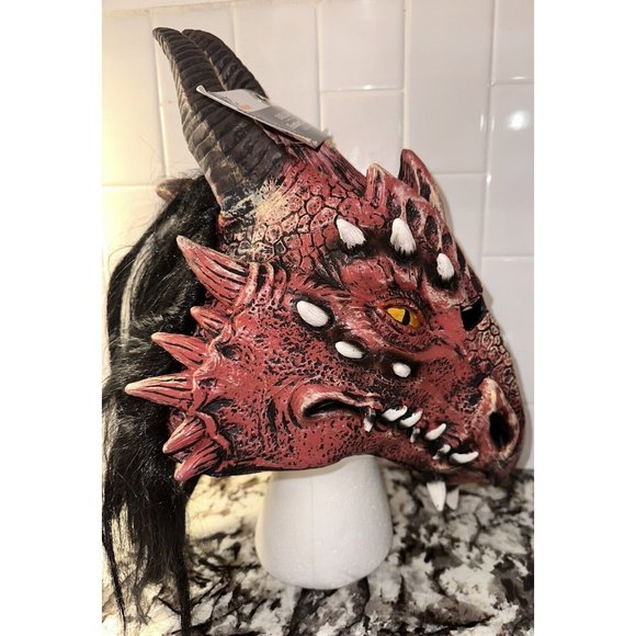 Accessories | Fantasy Dragon Adult Red Dragon Mask Horns Halloween ...